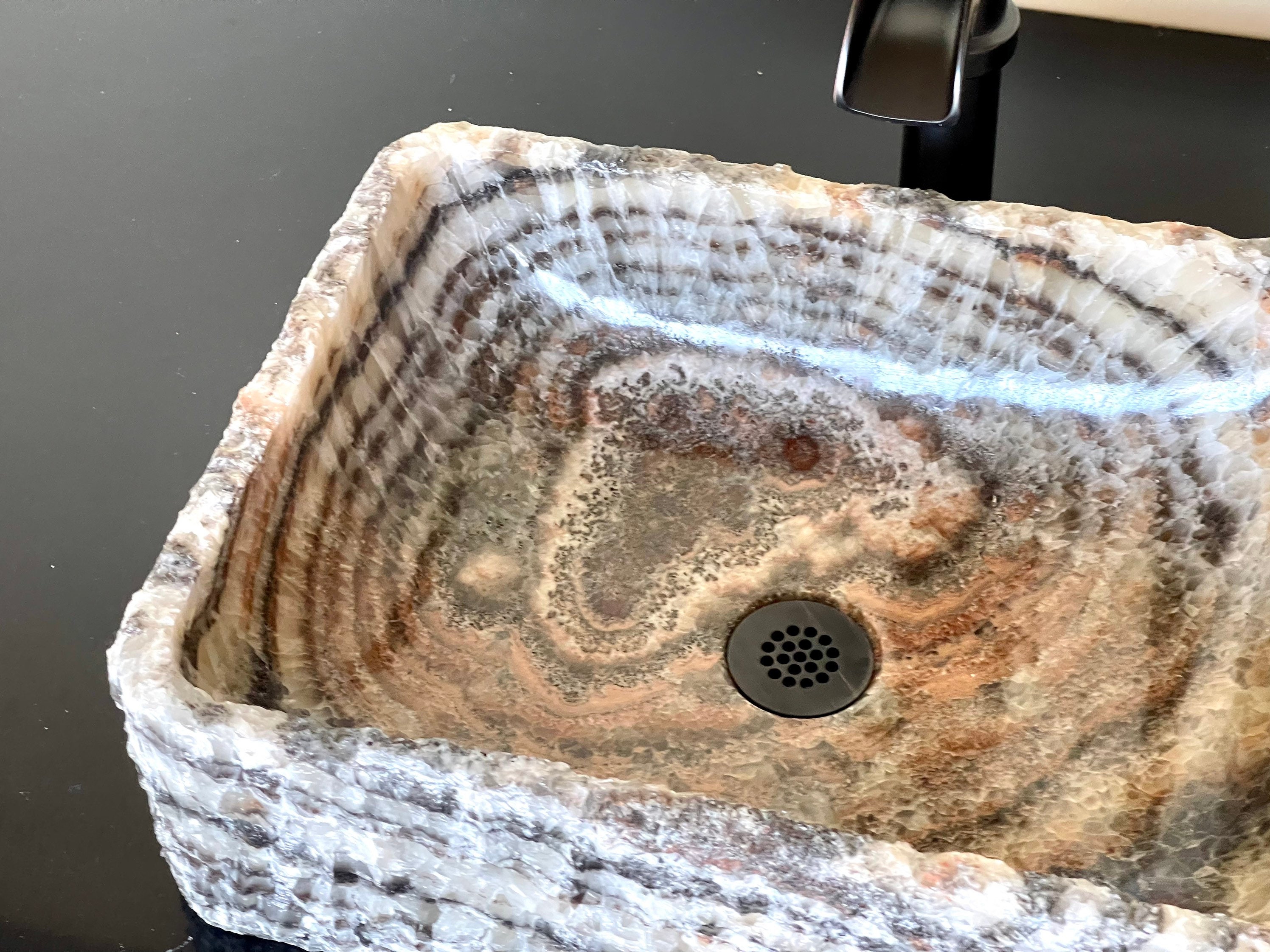 Natural Stone Sink - Onyx Sink - Rustic Travertine Marble - Hand Carved ...
