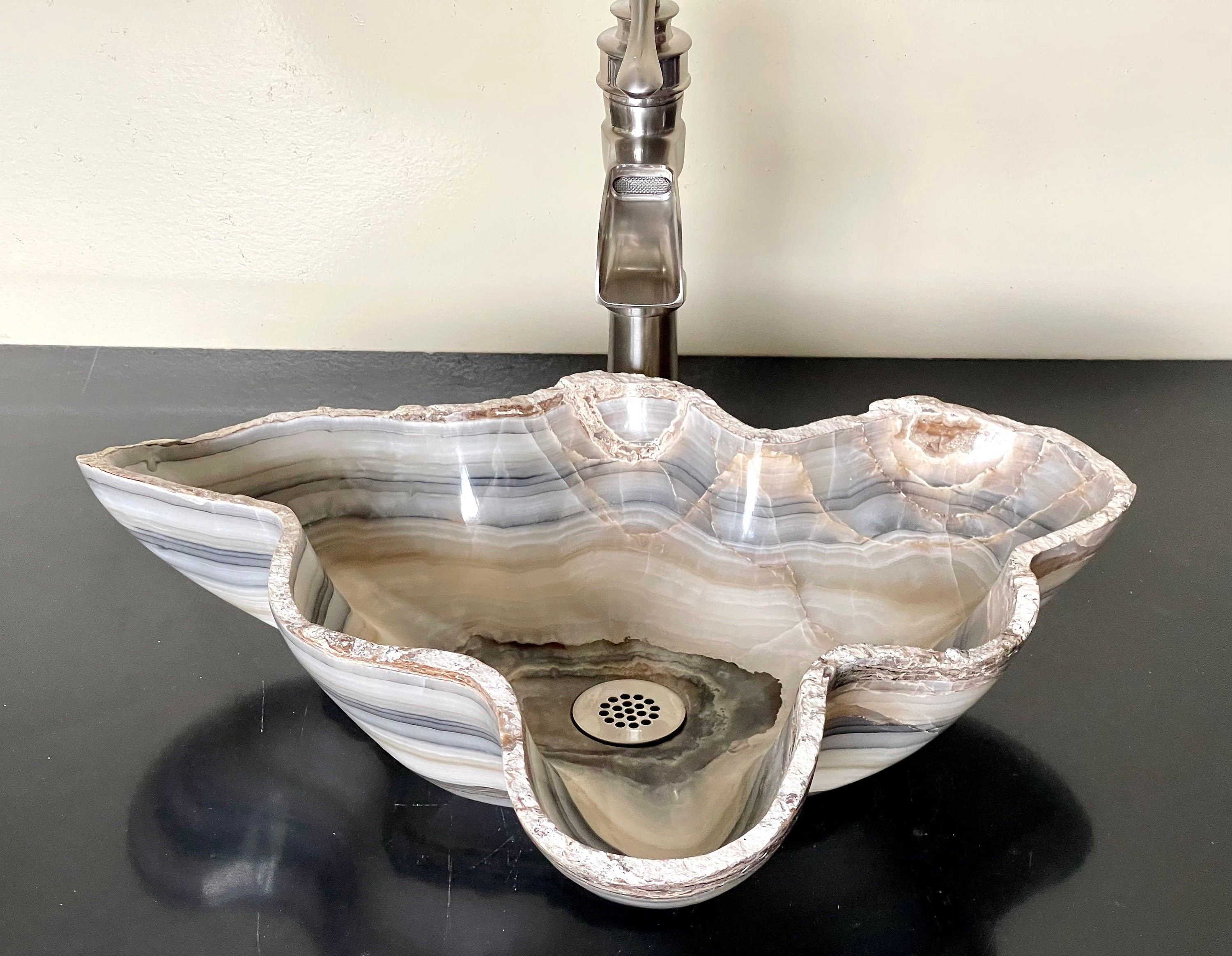 Natural Stone Sink - Onyx Sink - Rustic Travertine Marble - Hand Carved ...