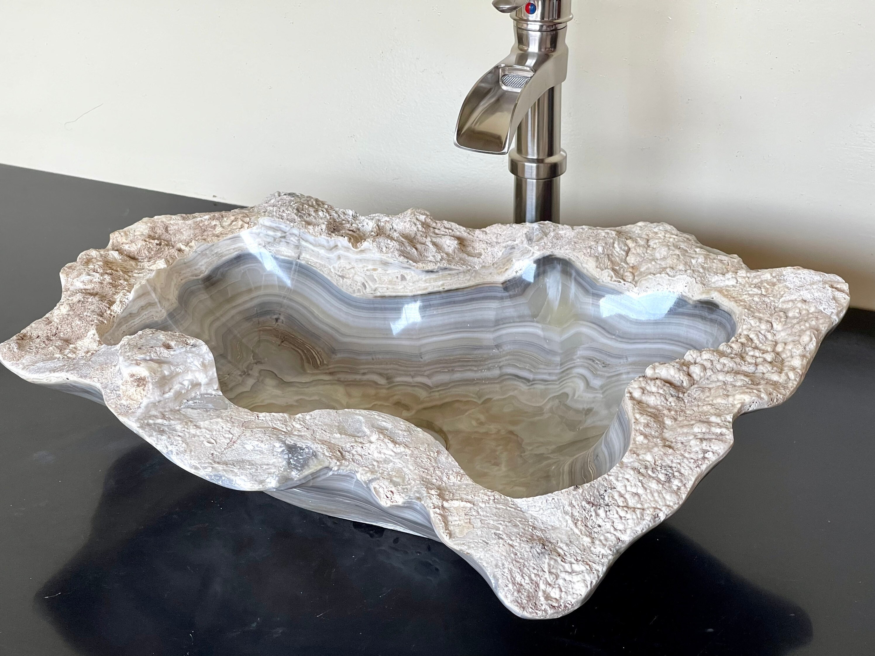 Natural Stone Sink - Onyx Sink - Rustic Travertine Marble - Hand Carved ...