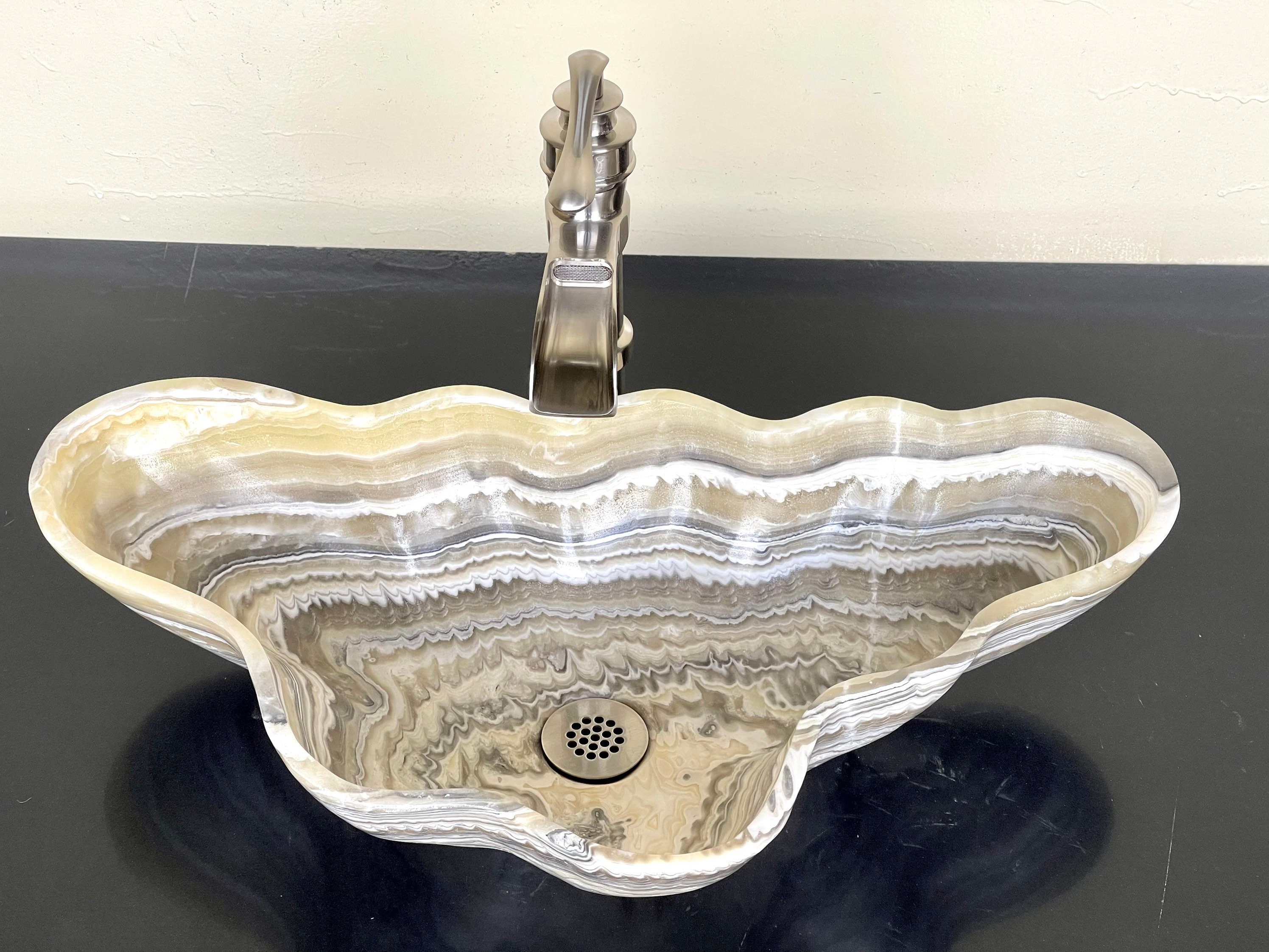 Natural Stone Sink - Onyx Sink - Rustic Travertine Marble - Hand Carved ...