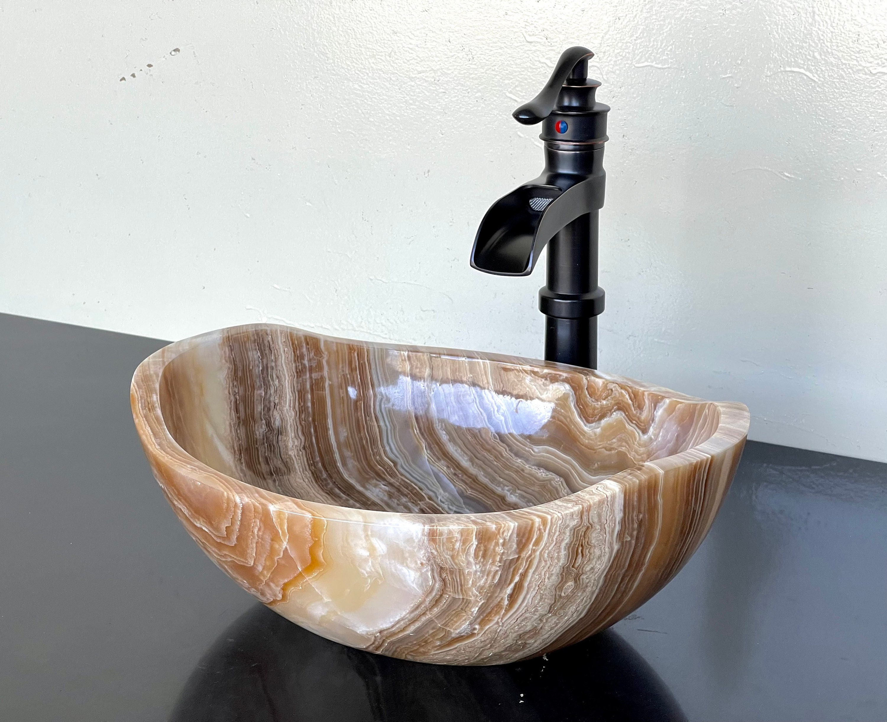 Natural Stone Sink - Onyx Sink - Rustic Travertine Marble - Hand Carved ...