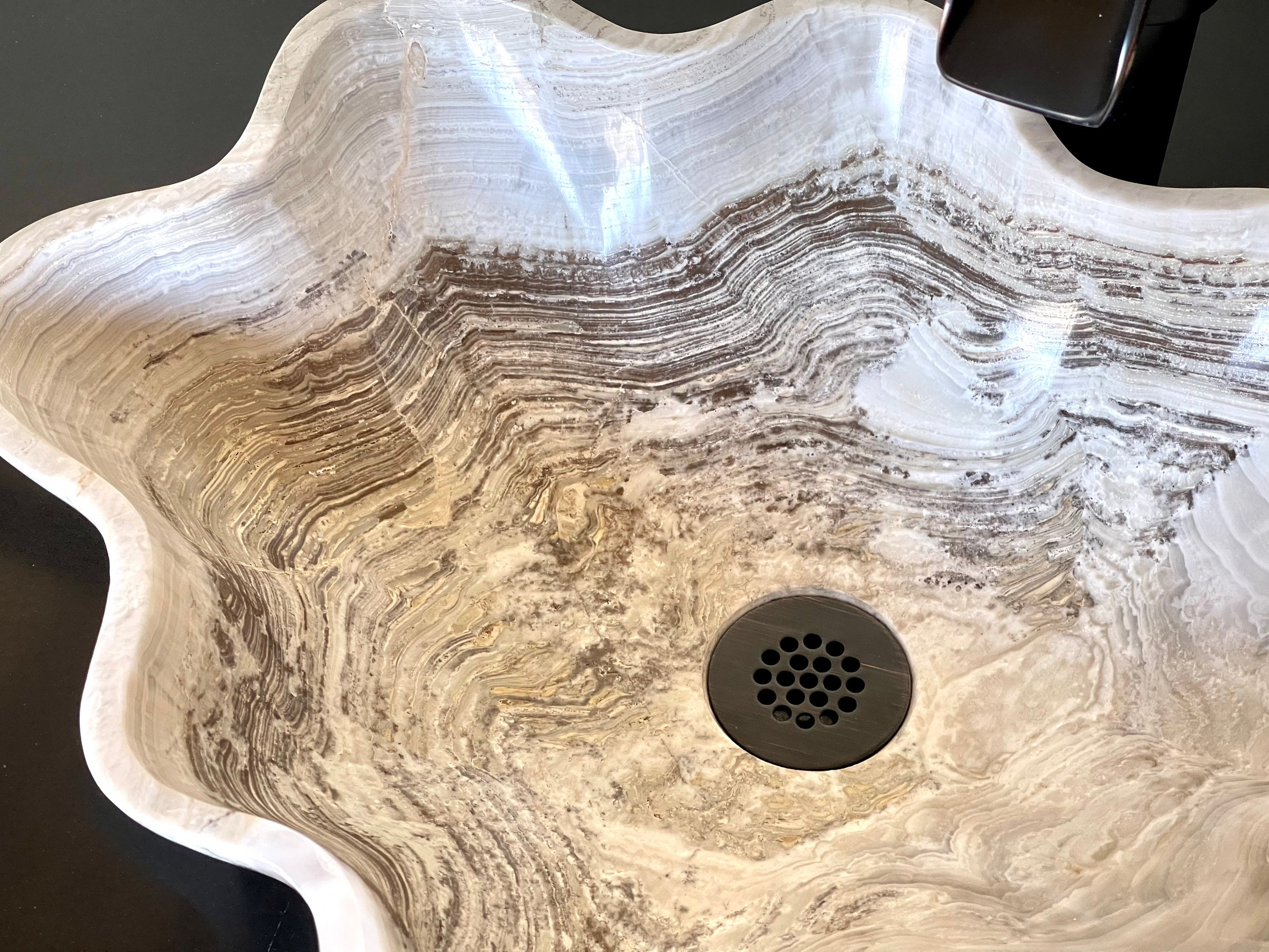 Natural Stone Sink - Onyx Sink - Rustic Travertine Marble - Hand Carved ...