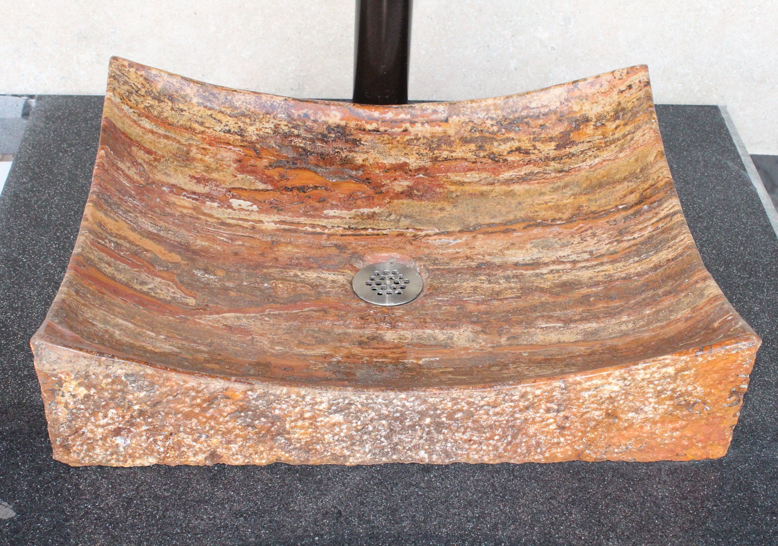 Natural Stone Sink - Rustic Travertine Marble - Hand Carved Vessel Sink ...