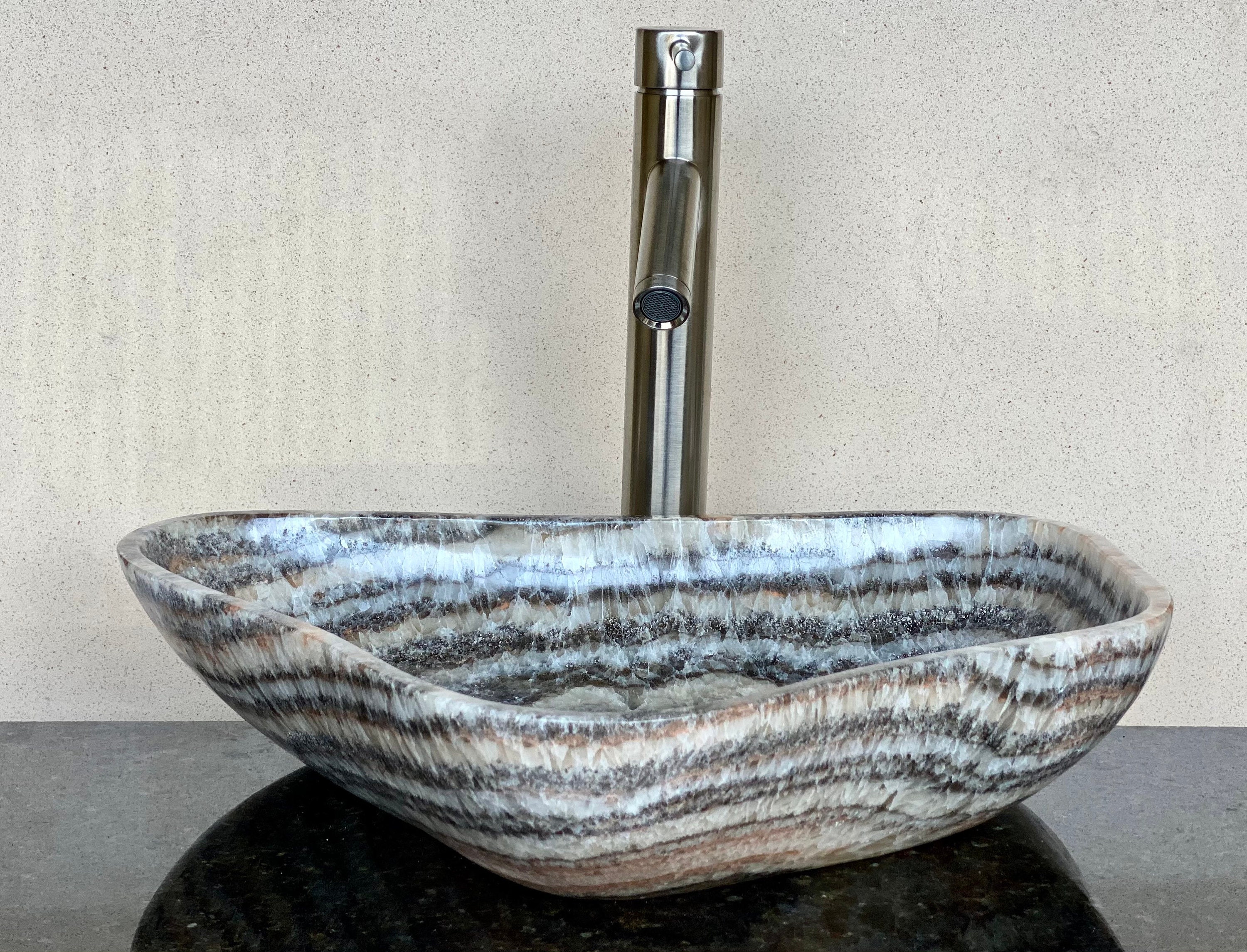 Natural Stone Sink - Onyx Sink - Rustic Travertine Marble - Hand Carved ...