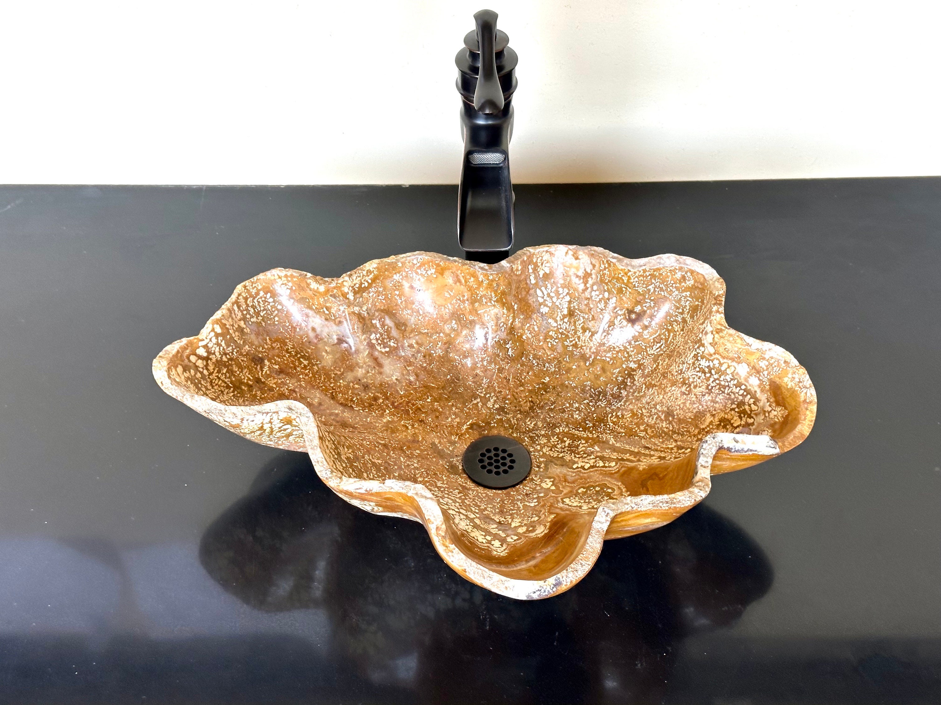 Natural Stone Sink - Onyx Sink - Rustic Travertine Marble - Hand Carved ...