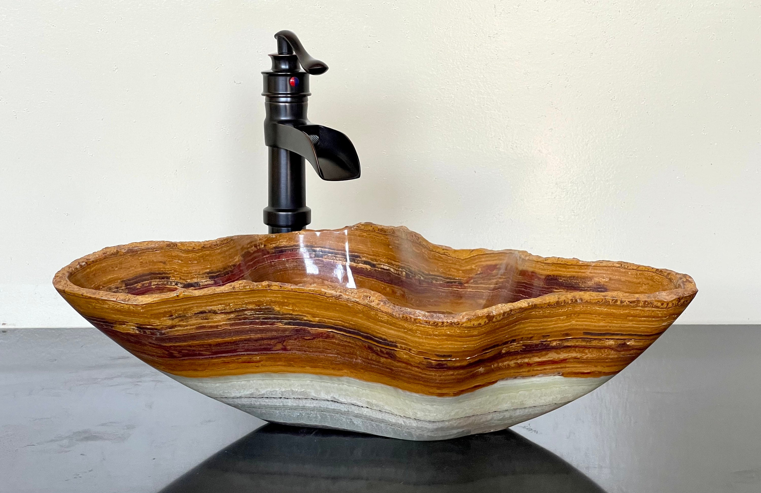 Natural Stone Sink - Onyx Sink - Rustic Travertine Marble - Hand Carved ...