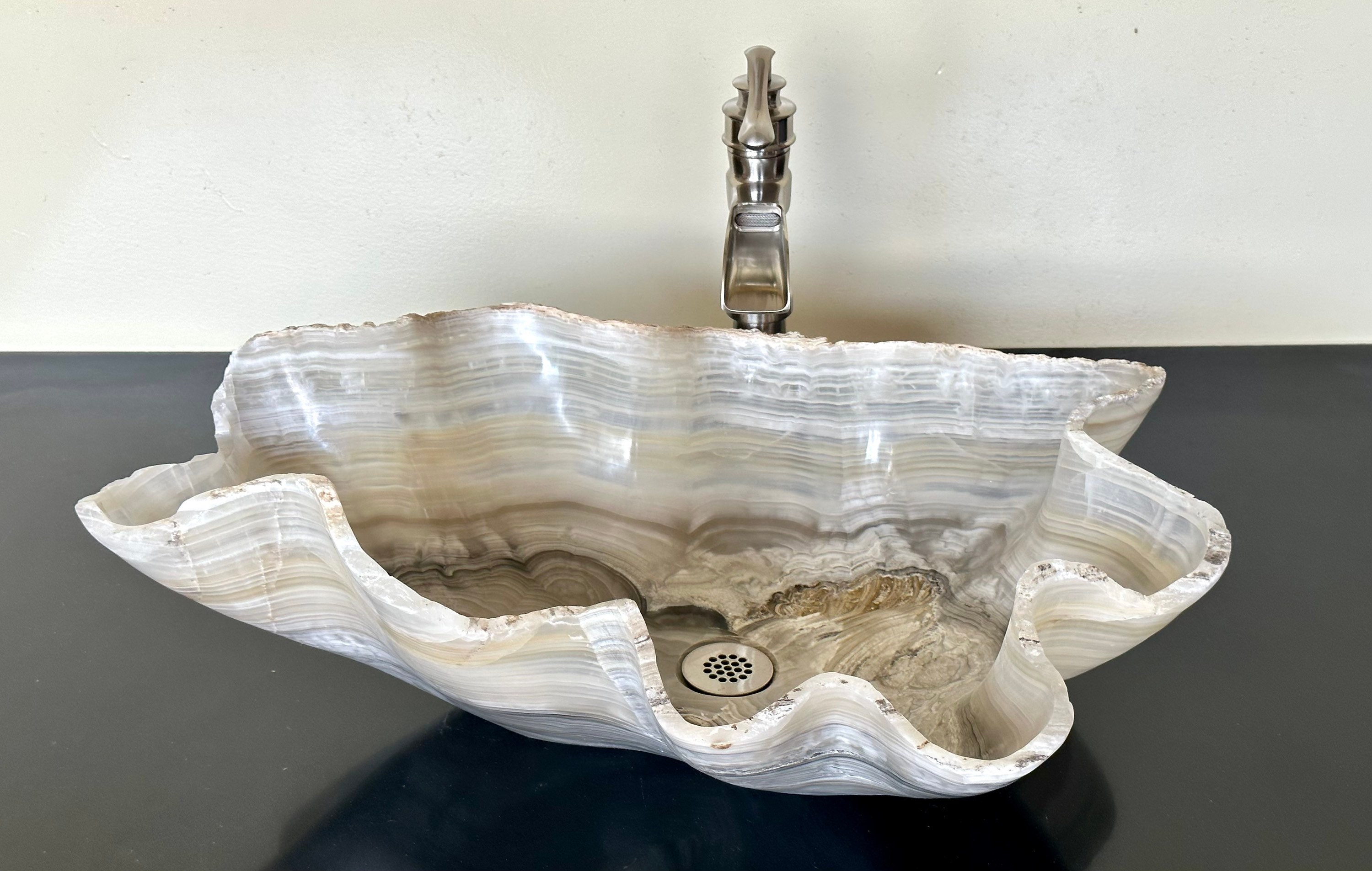 Natural Stone Sink - Onyx Sink - Rustic Travertine Marble - Hand Carved ...