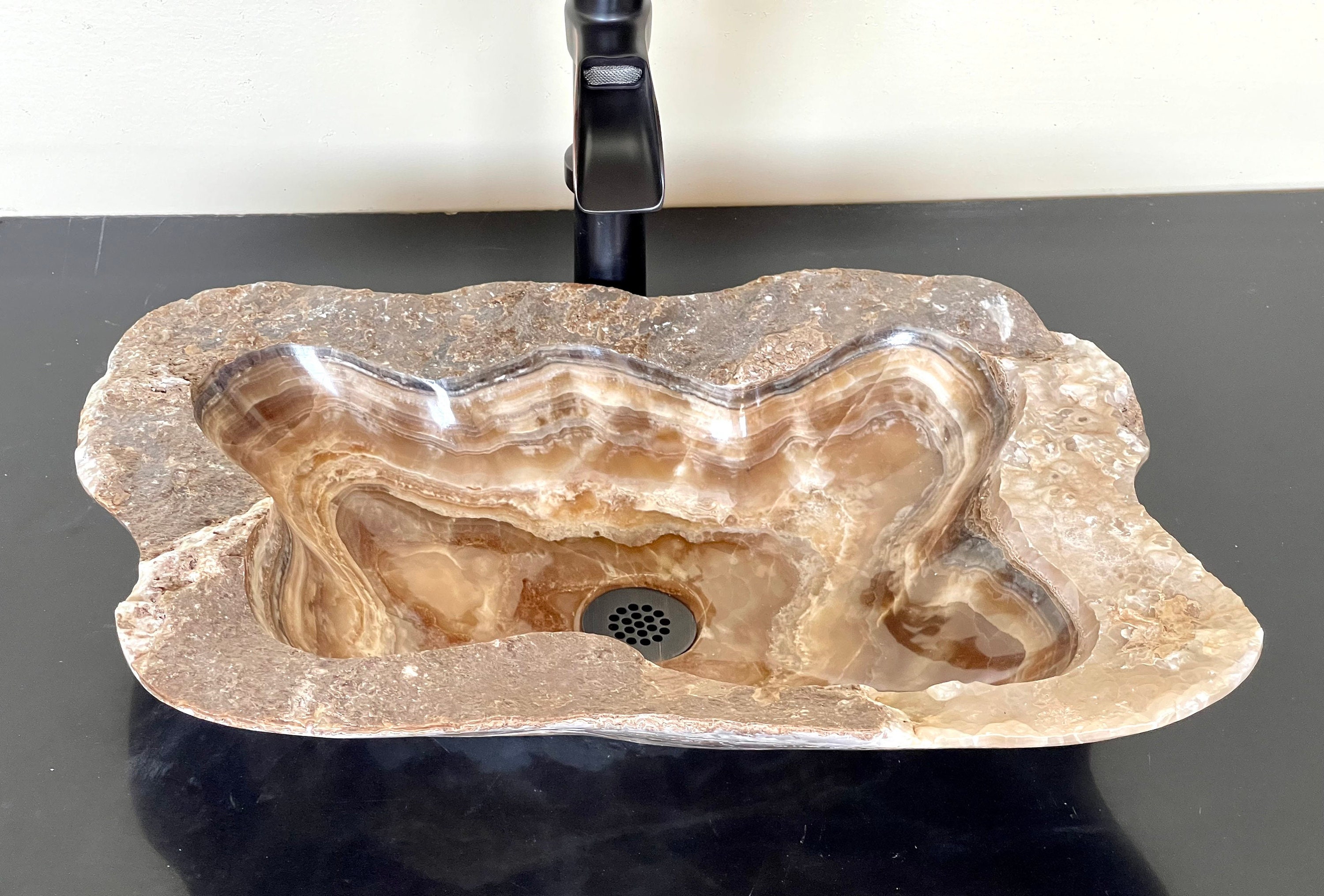 Natural Stone Sink - Onyx Sink - Rustic Travertine Marble - Hand Carved ...