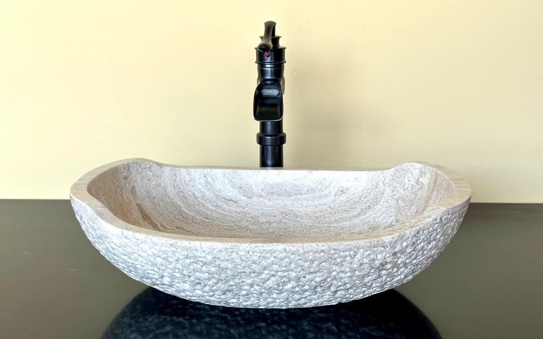 Natural Stone Sink Rustic Travertine Marble Hand Carved Vessel Sink ...