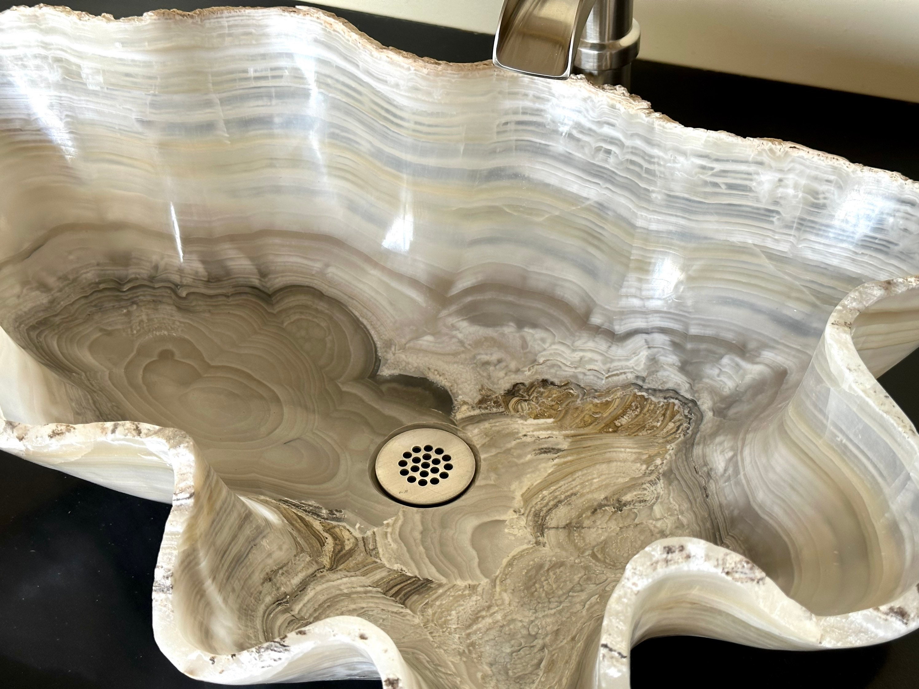 Natural Stone Sink - Onyx Sink - Rustic Travertine Marble - Hand Carved ...