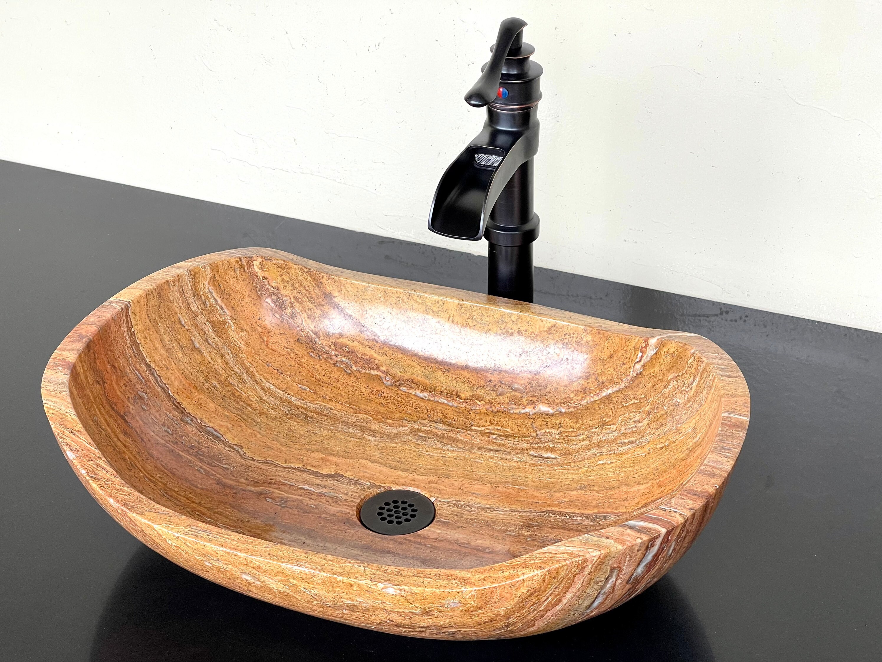 Natural Stone Sink Rustic Travertine Marble Hand Carved - Etsy