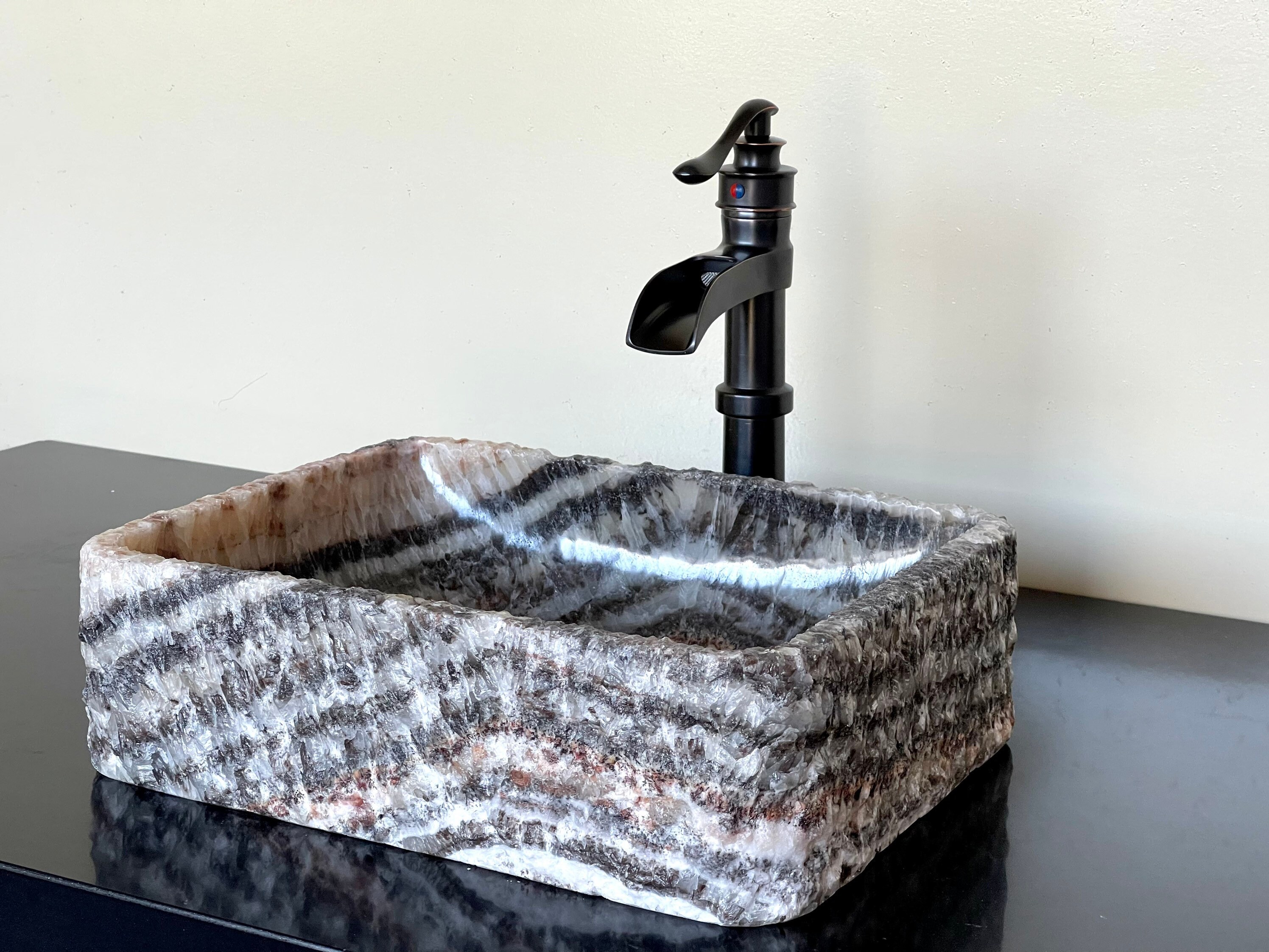 Natural Stone Sink - Onyx Sink - Rustic Travertine Marble - Hand Carved ...
