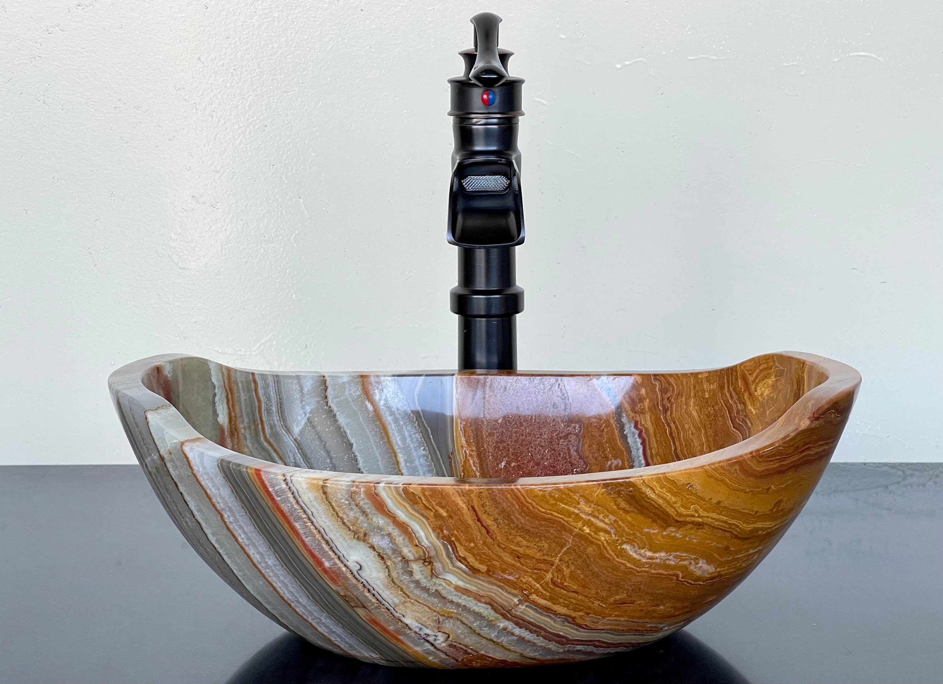 Natural Stone Sink - Onyx Sink - Rustic Travertine Marble - Hand Carved ...