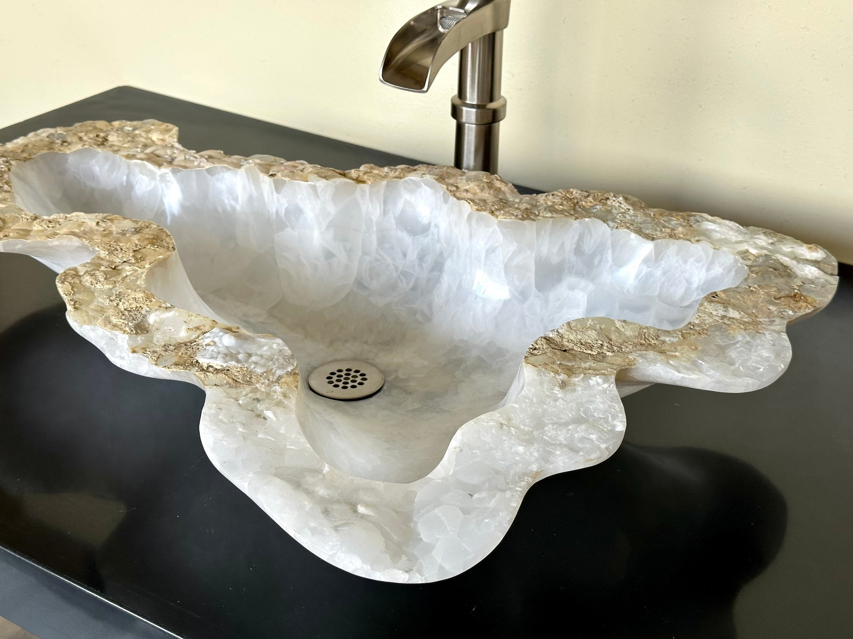 Natural Stone Sink - Onyx Sink - Rustic Travertine Marble - Hand Carved ...