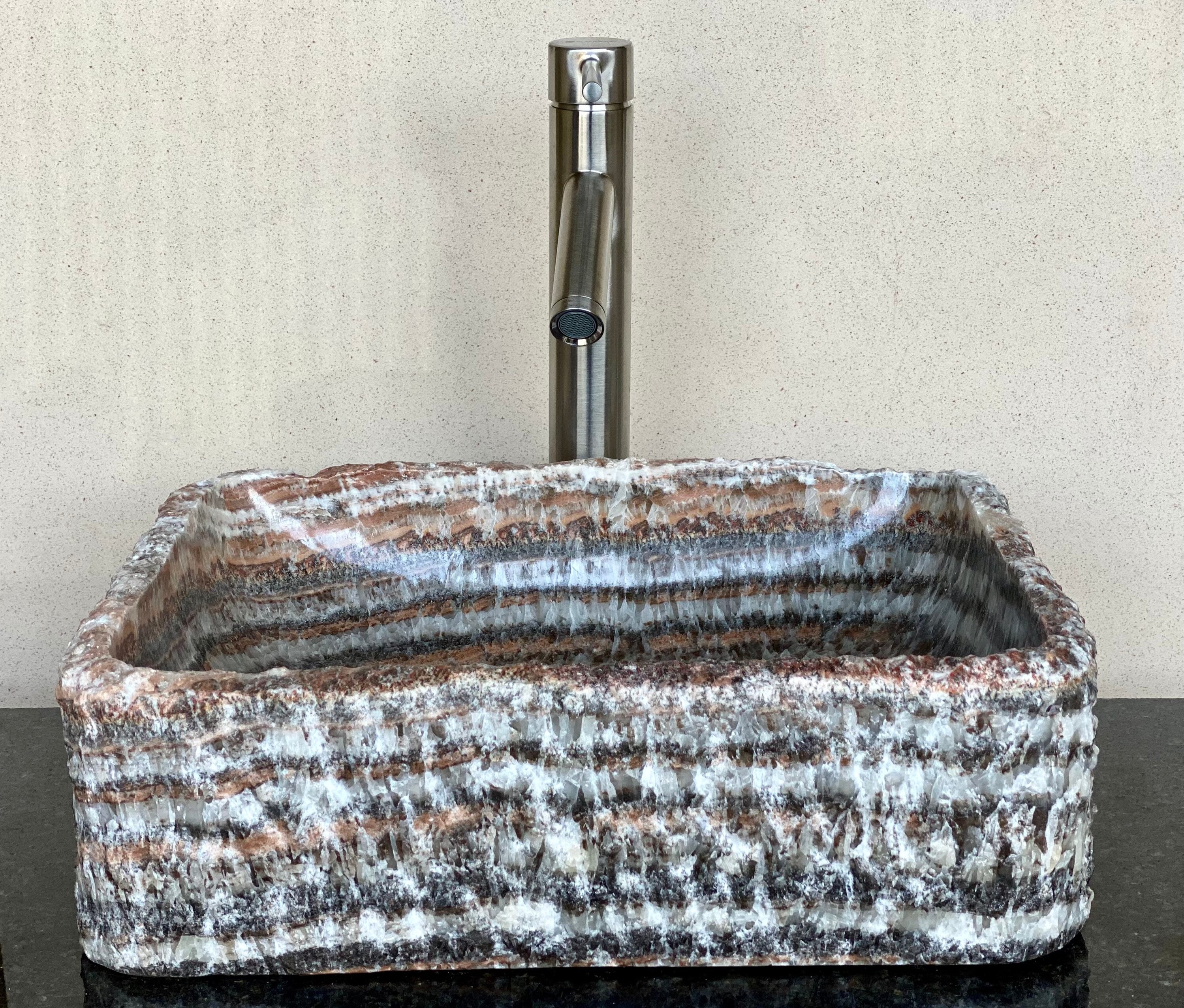 Natural Stone Sink - Onyx Sink - Rustic Travertine Marble - Hand Carved ...