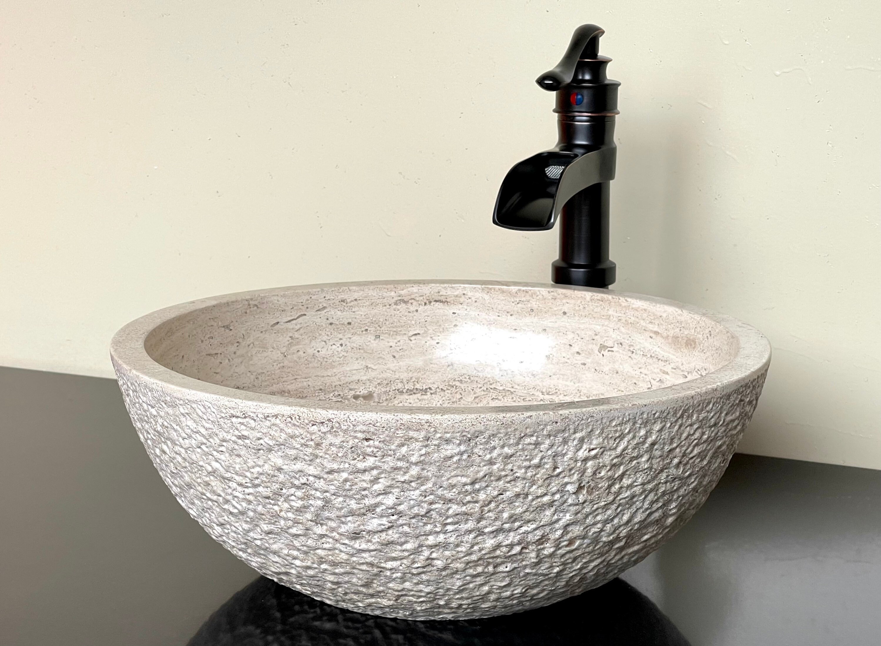 Natural Stone Sink - Rustic Travertine Marble - Hand Carved Vessel Sink ...