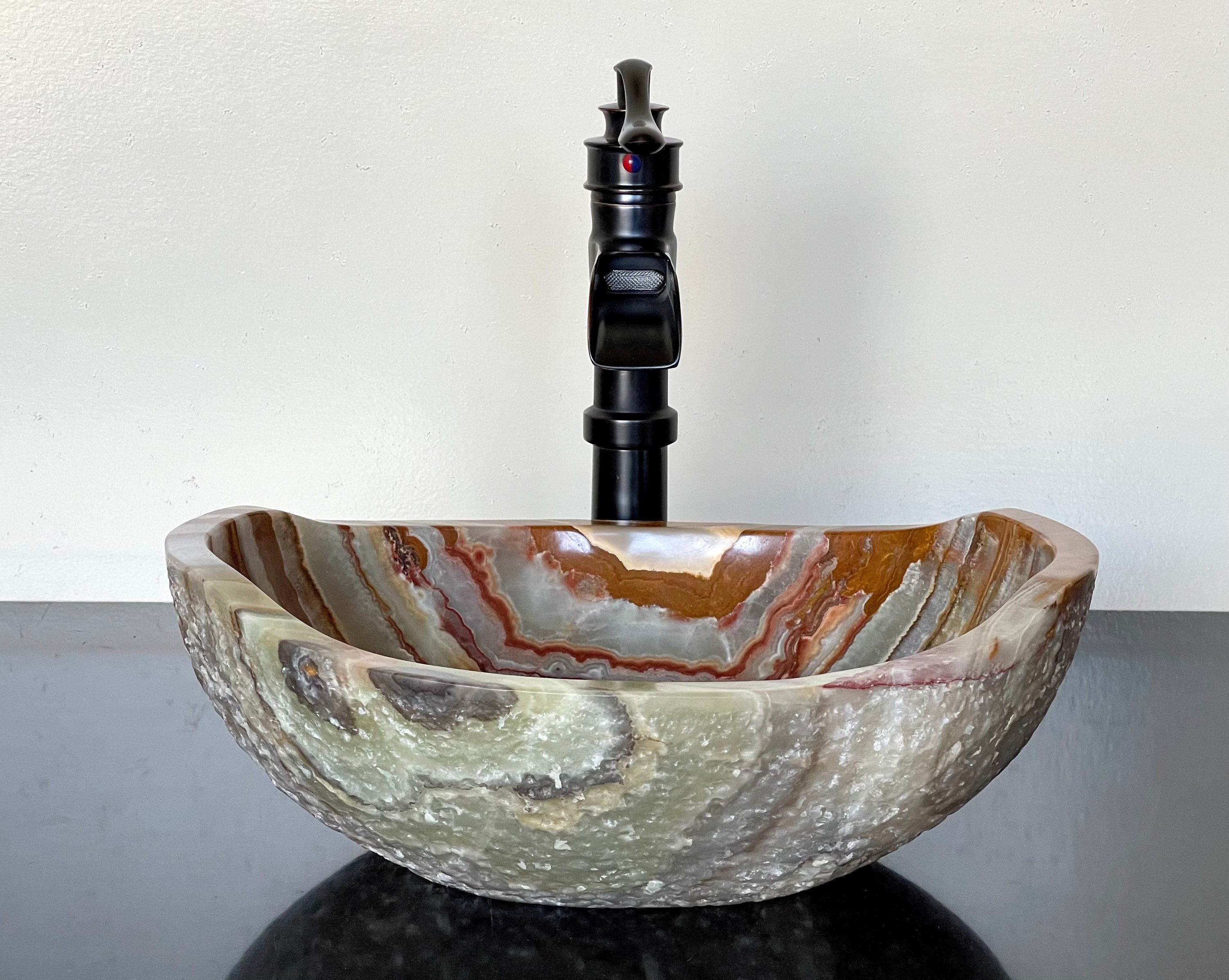 Natural Stone Sink - Onyx Sink - Rustic Travertine Marble - Hand Carved ...