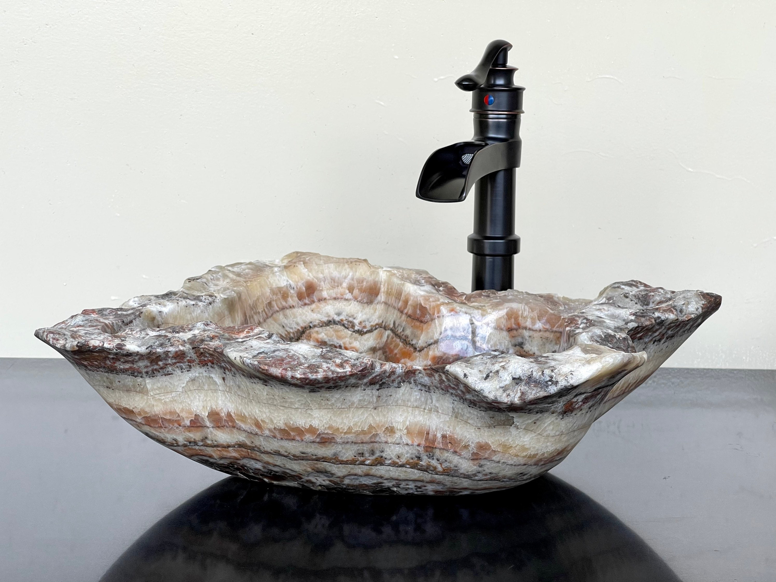 Natural Stone Sink - Onyx Sink - Rustic Travertine Marble - Hand Carved ...