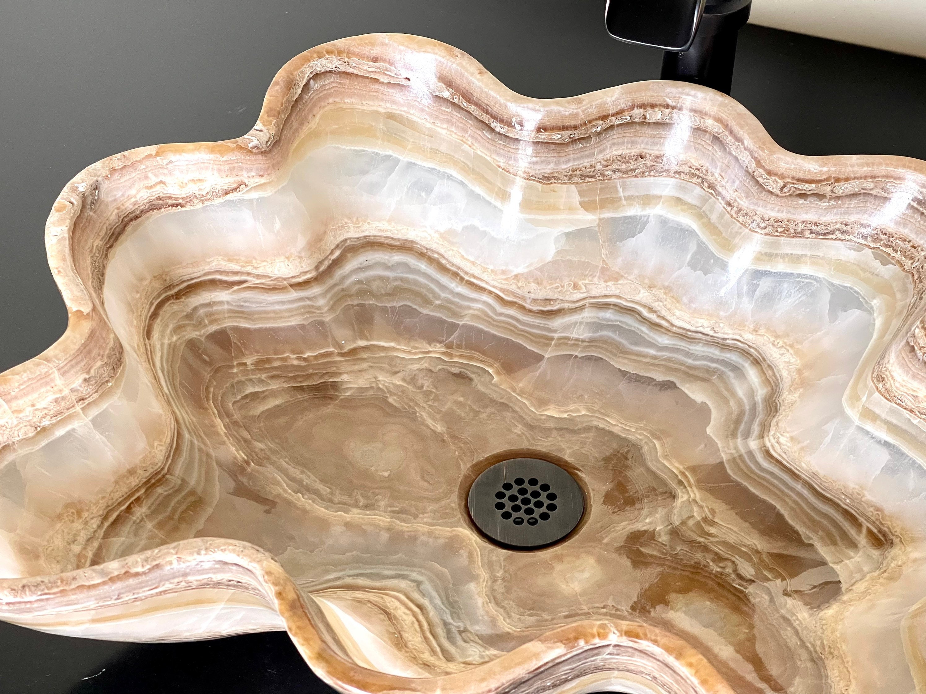 Natural Stone Sink - Onyx Sink - Rustic Travertine Marble - Hand Carved ...