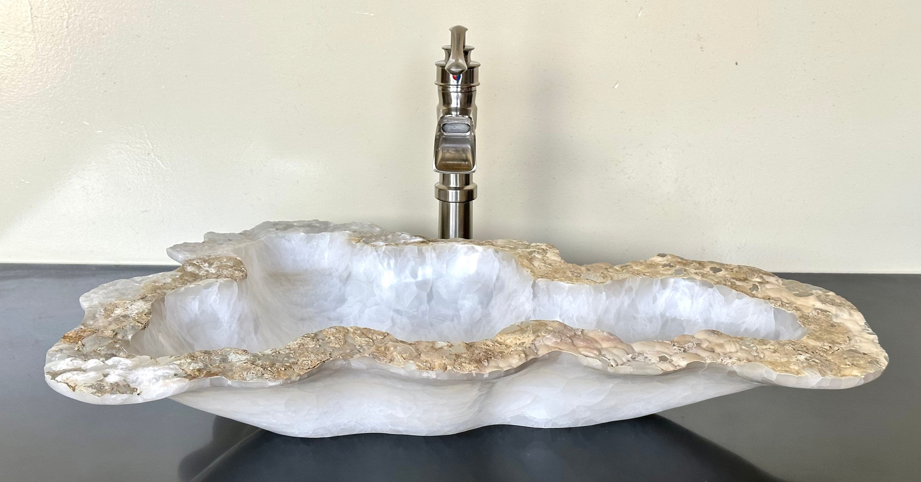 Natural Stone Sink - Onyx Sink - Rustic Travertine Marble - Hand Carved ...
