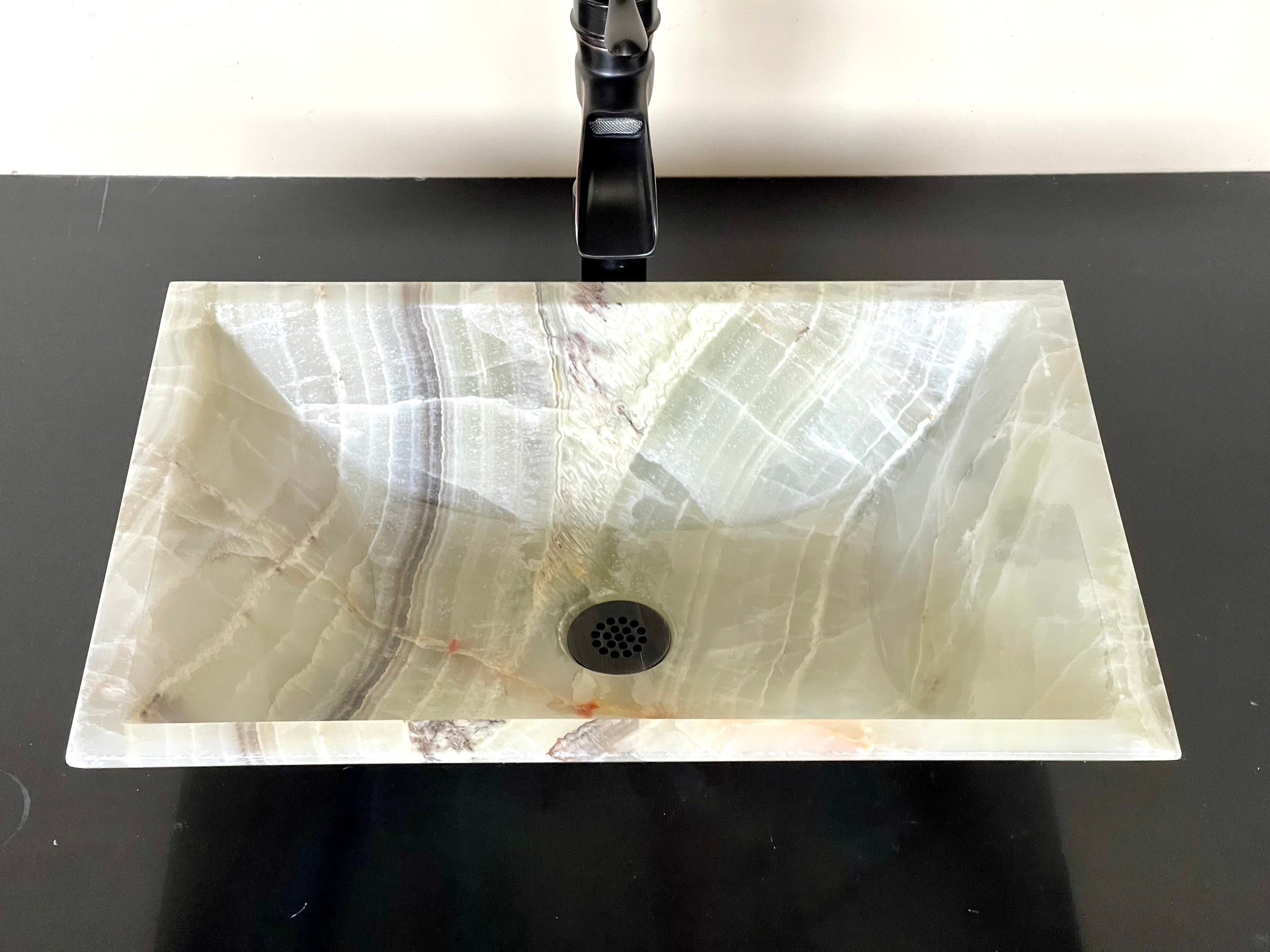 Natural Stone Sink - Onyx Sink - Hand Carved Vessel Sink - Vanity ...