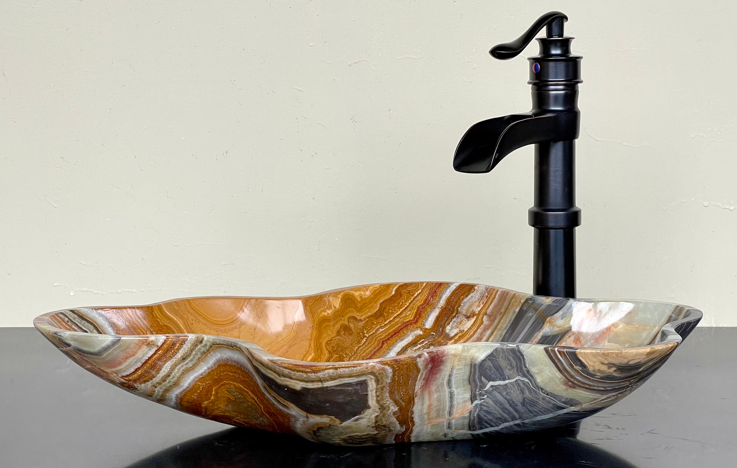 Natural Stone Sink - Onyx Sink - Rustic Travertine Marble - Hand Carved ...