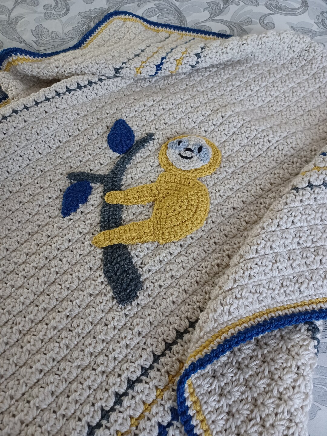 Sloth Baby Blanket - Handmade Baby Blanket - Crochet Gender Neutral ...