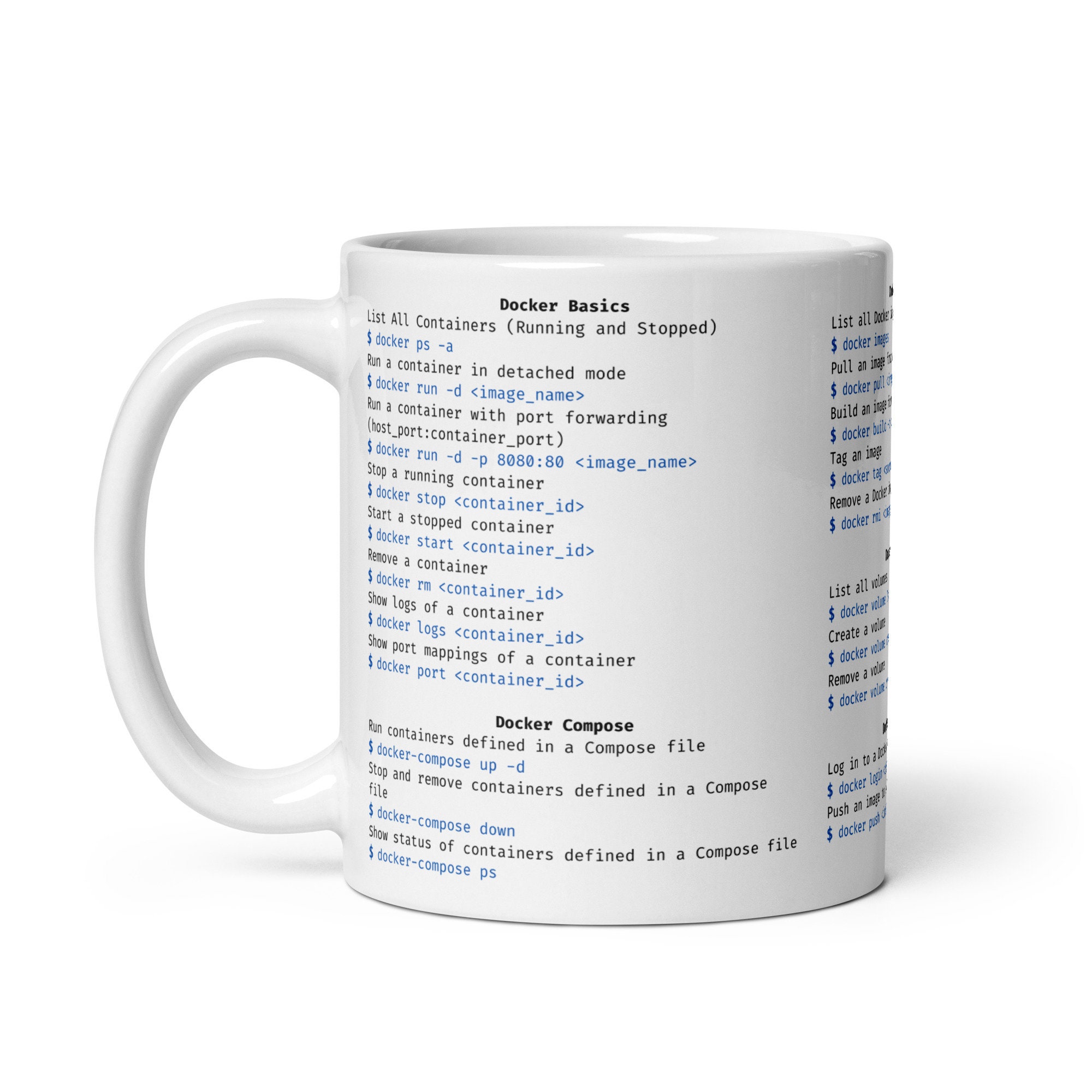 DOCKER Cheat Sheet MUG - Drinking Coffee Cup for Programmers and Software Engineers Programming ...