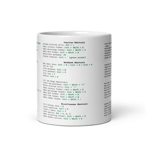 EXCEL Cheat Sheet MUG - 80+ Shortcuts Excel Spreadsheets - Gift for ...