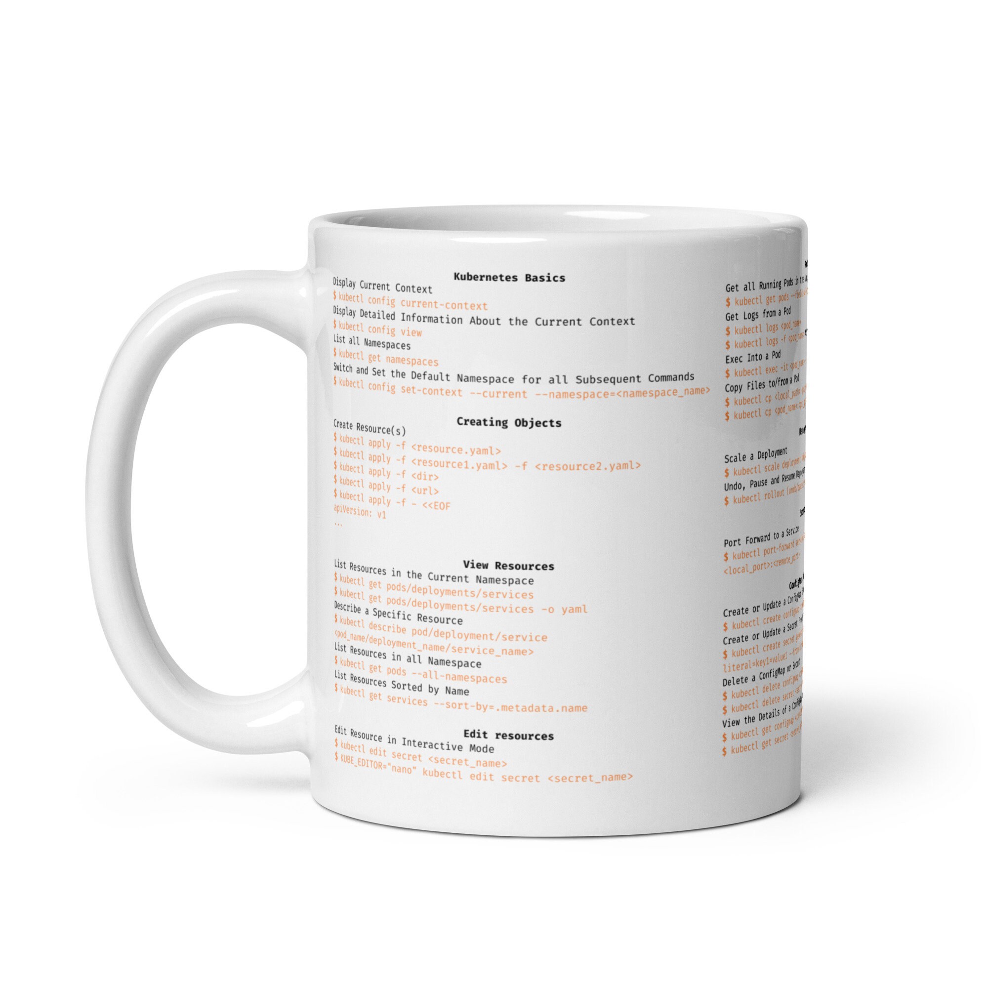 KUBECTL Cheat Sheet MUG - Drinking Coffee Cup for Programmers and Devops Engineers Programming ...