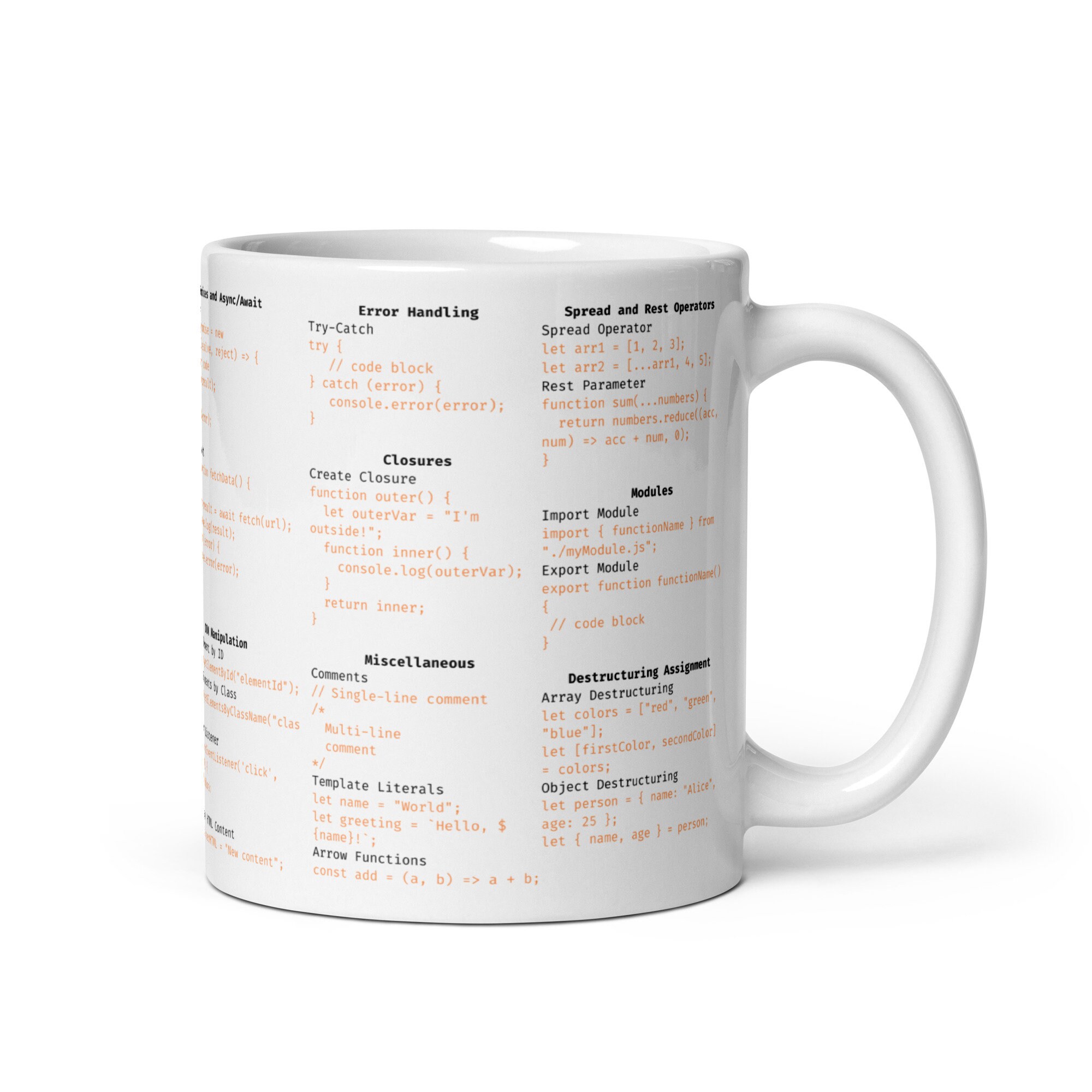 JAVASCRIPT Cheat Sheet MUG 40 Vanilla JS Commands and Concepts for ...