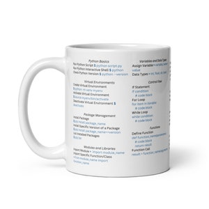 PYTHON Cheat Sheet MUG - Drinking Coffee Cup for Programmers and ...