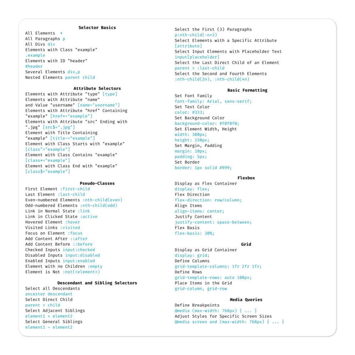 CSS Cheat Sheet STICKER - Etsy