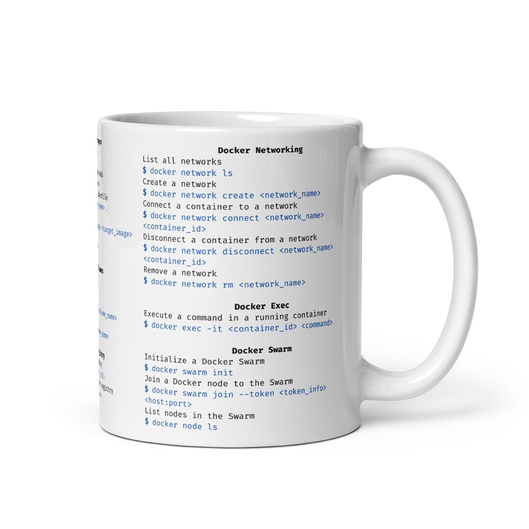 DOCKER Cheat Sheet MUG - Drinking Coffee Cup for Programmers and Software Engineers Programming ...