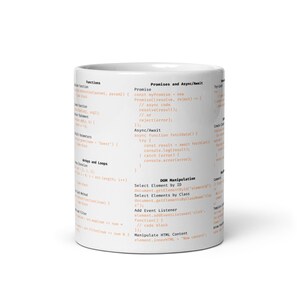 JAVASCRIPT Cheat Sheet MUG - 40+ Vanilla JS Commands and Concepts for ...