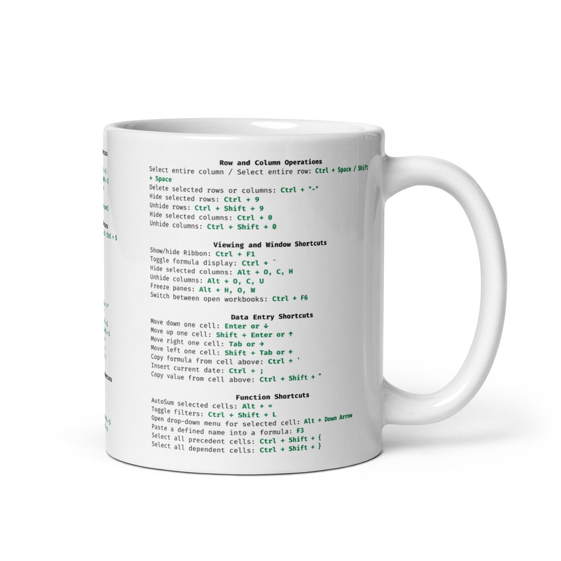 EXCEL Cheat Sheet MUG - 80+ Shortcuts Excel Spreadsheets - Gift for ...