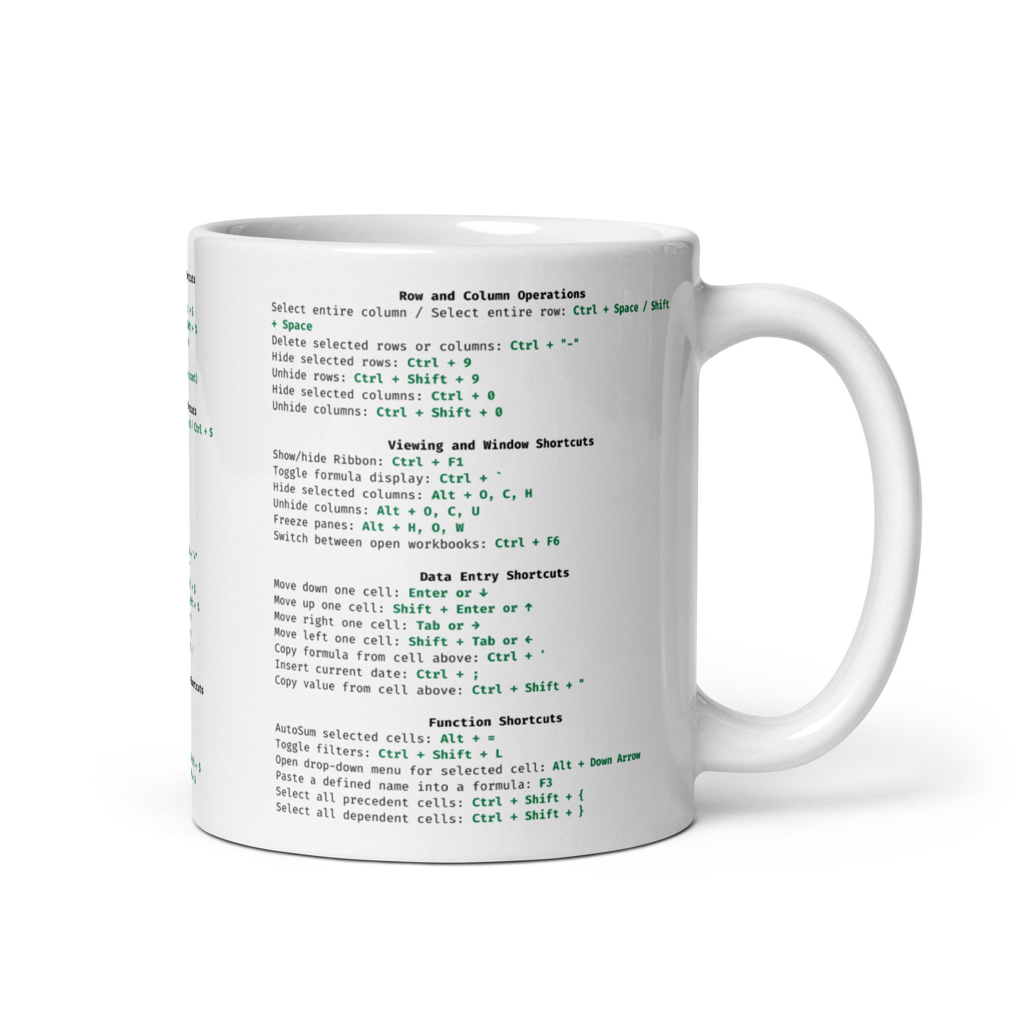 EXCEL Cheat Sheet MUG - 80+ Shortcuts Excel Spreadsheets - Gift for ...