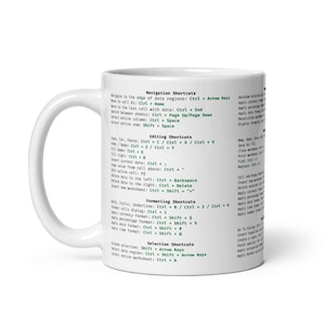 EXCEL Cheat Sheet MUG - 80+ Shortcuts Excel Spreadsheets - Gift for ...