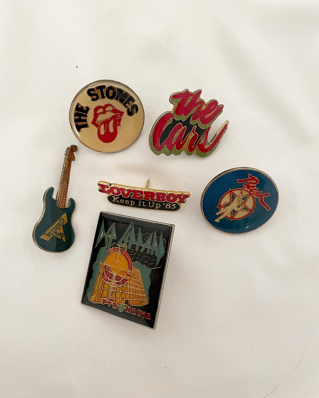 Vintage Rock and Roll Pinback Enamel Buttons Metal Bins - Etsy