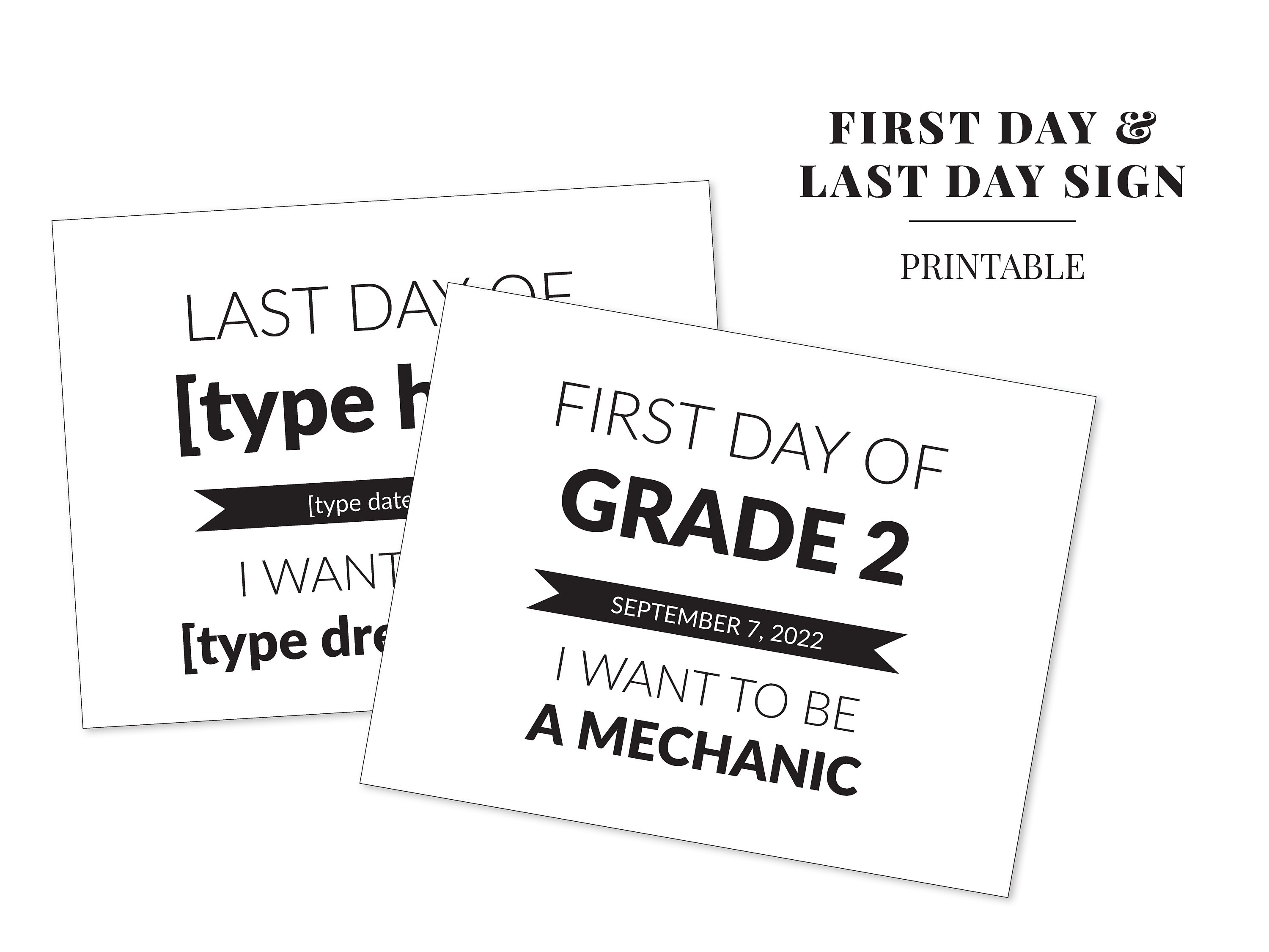 First Day of School Last Day of School Printable Sign Digital - Etsy