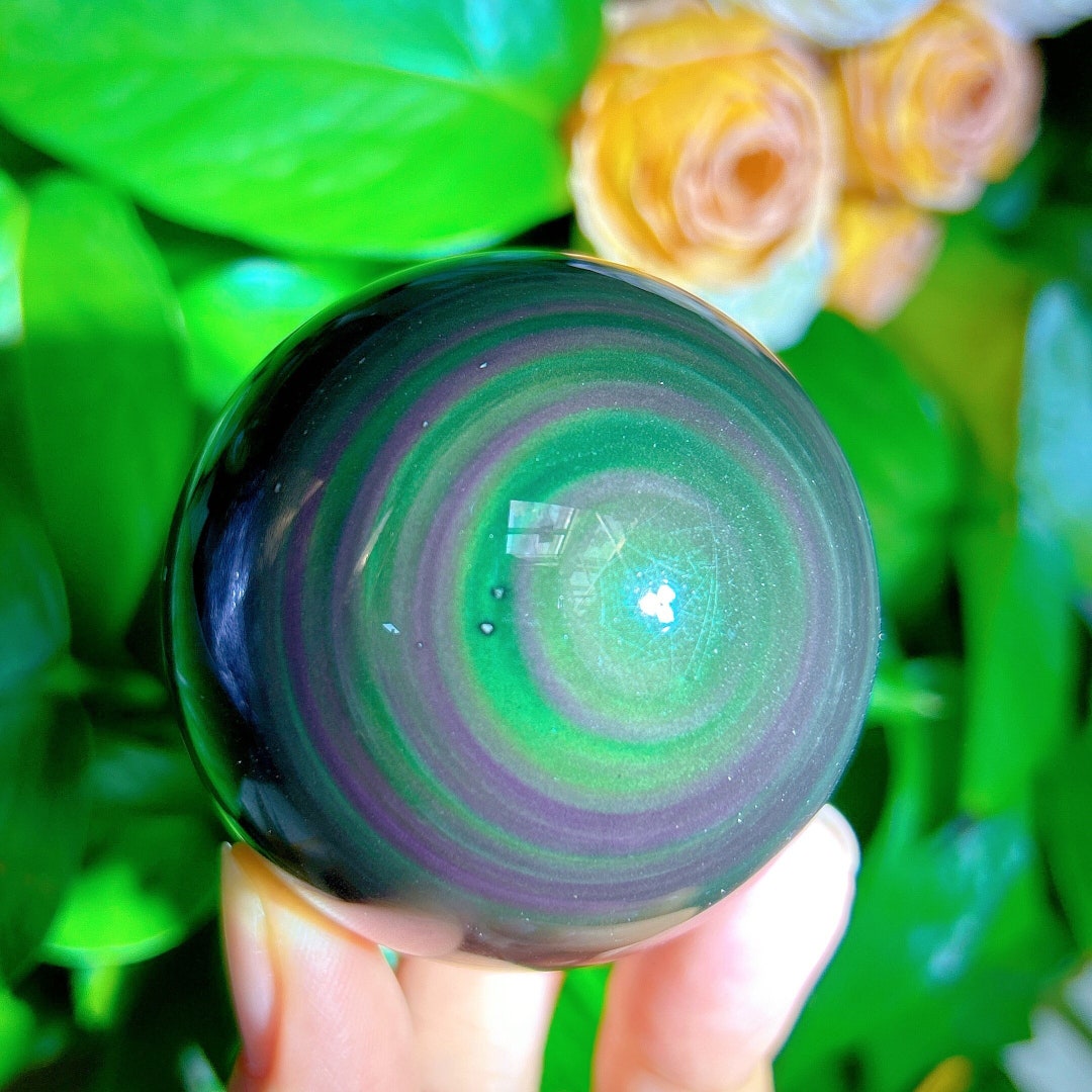 1PC Natural Rainbow Obsidian Sphere, Obsidian Sphere, Large Crystal ...