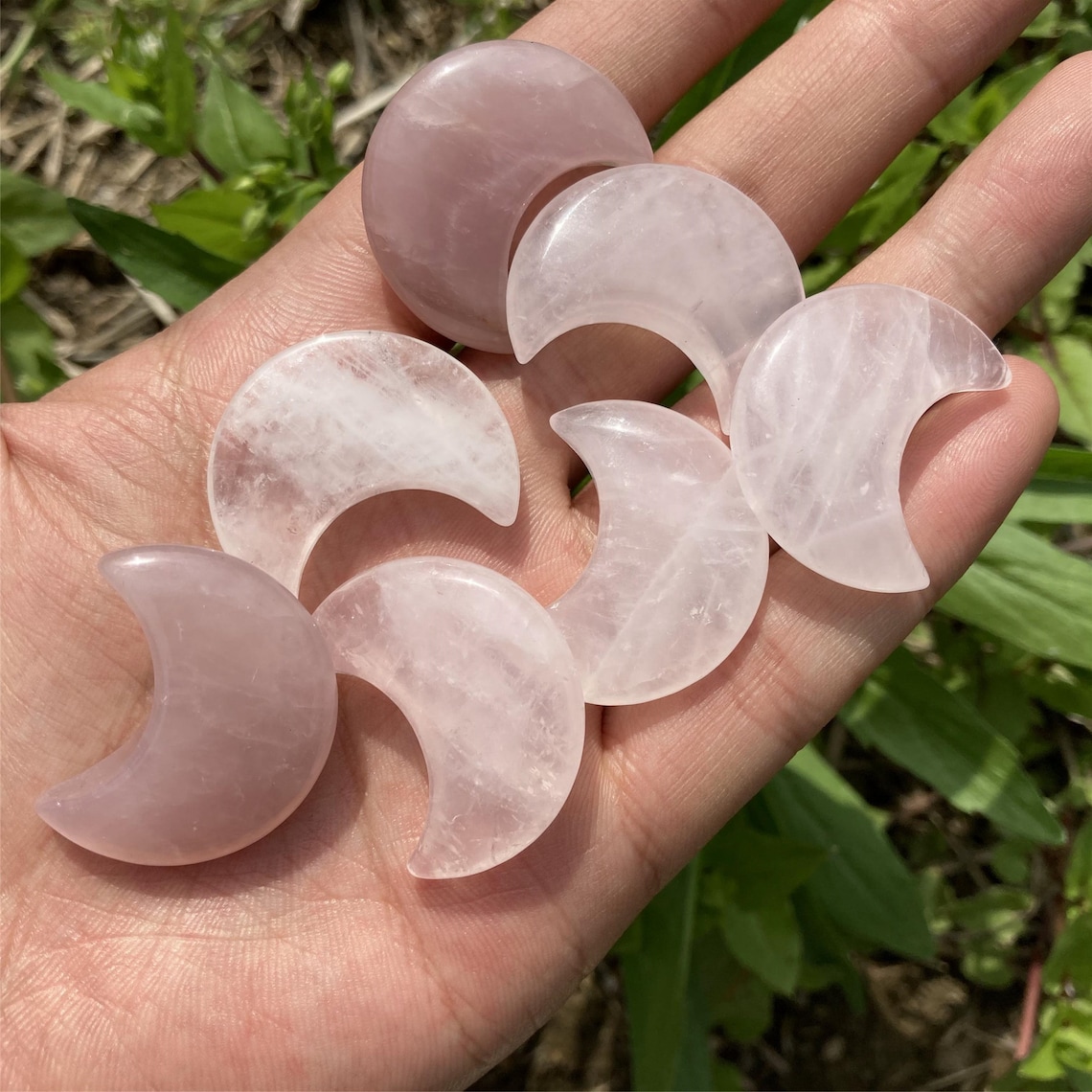 10pcs Natural Rose Quartz MoonQuartz Crystal MoonMini | Etsy