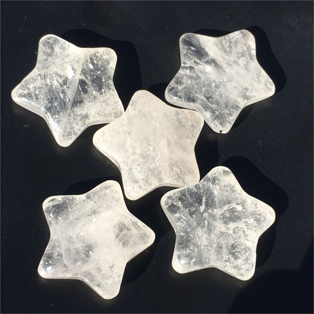 5pcs Natural Clear Quartz Star,quartz Crystal Star,mini Star,crystal ...
