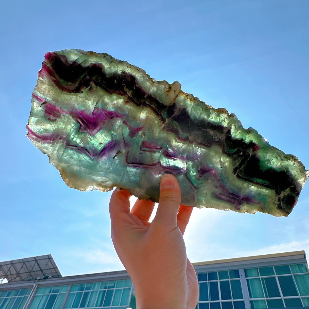 Natural Rainbow Fluorite Slice,quartz Crystal Section,home Decoration ...