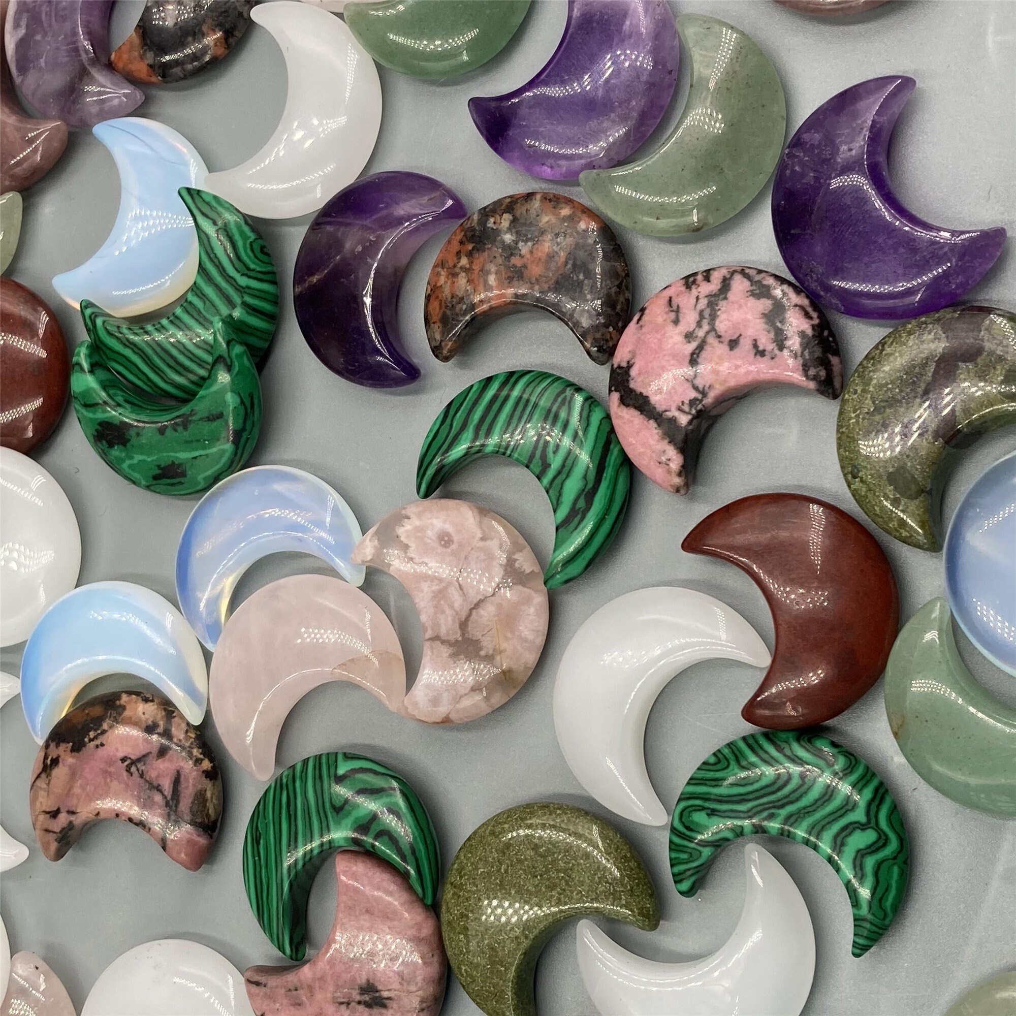 10pcs Natural Mix Quartz MoonQuartz Crystal MoonMini | Etsy