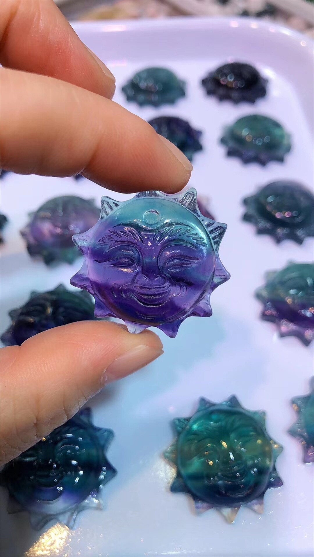 1PC 2 Natural Rainbow Fluorite Sun,quartz Sun,crystal Sun,crystal ...