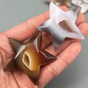 1PC 2 Natural Geode Agate Star,quartz Crystal Star,home Decoration ...