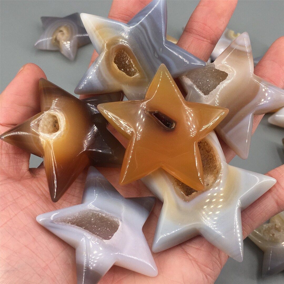 1PC 2 Natural Geode Agate Star,quartz Crystal Star,home Decoration ...