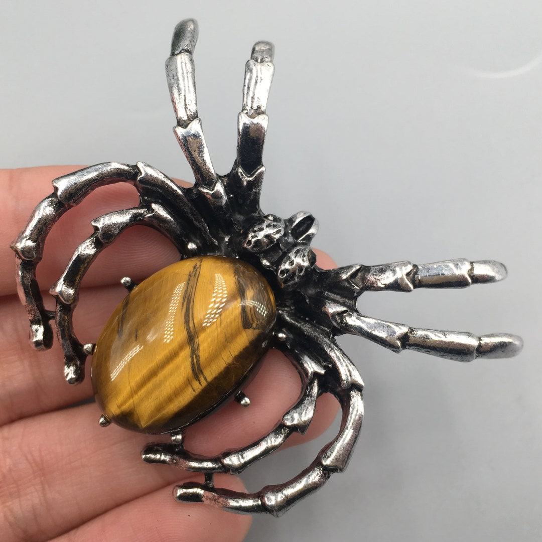 2 Natural Tiger Eye Jasper Spider,quartz Crystal Insects,crystal ...