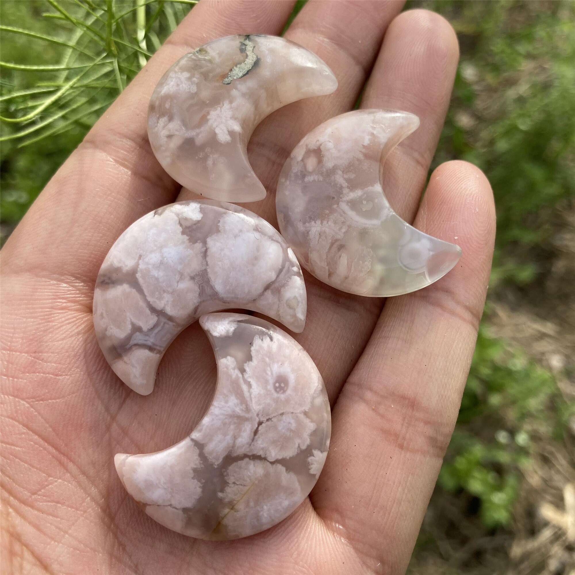 10pcs Natural Cherry Blossom Agate MoonQuartz Crystal | Etsy